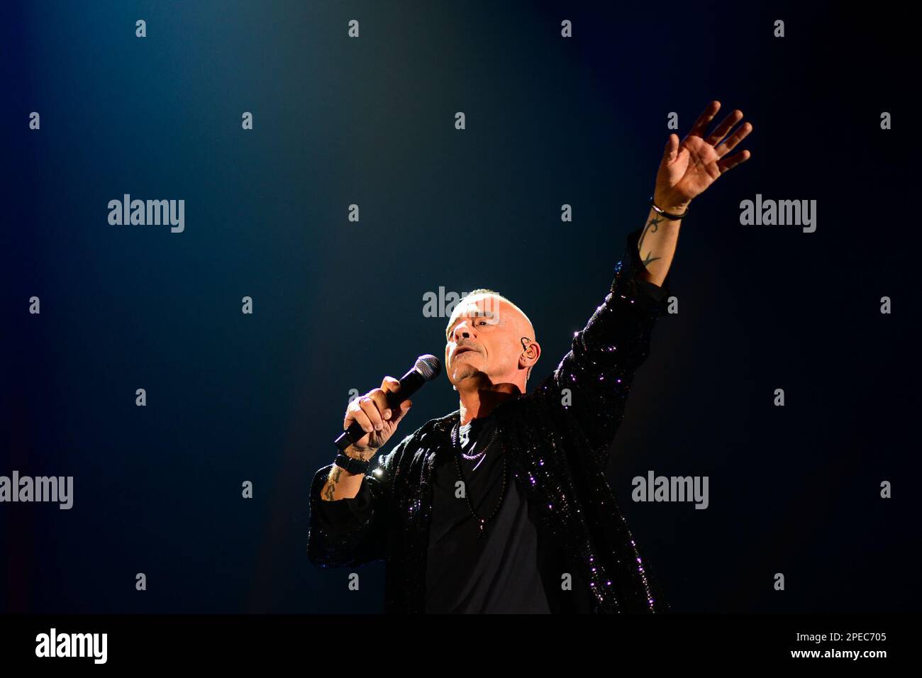 Milan, Italy. 15th Mar, 2023. Italian singer Eros Ramazzotti singing ...