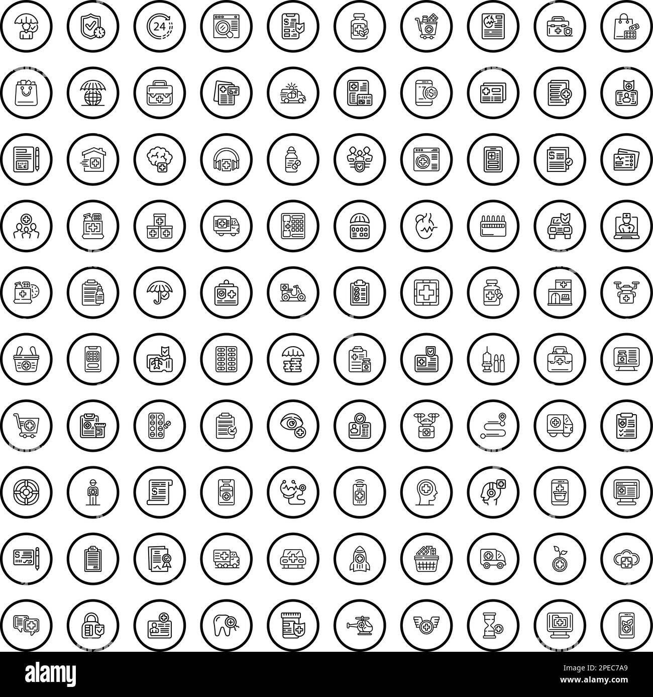 100 aid icons set. Outline illustration of 100 aid icons vector set ...