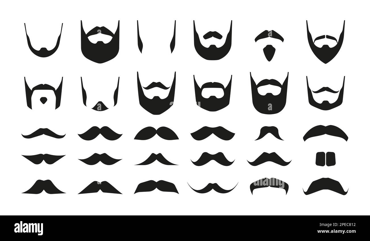 Mustaches And Beards Hipster Black Mustached Bearded Faces Simple