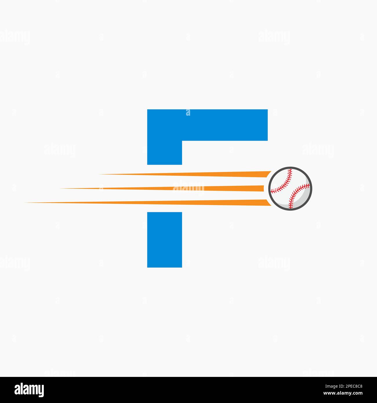 Initial Letter F Baseball Logo With Moving Baseball Icon Stock Vector ...