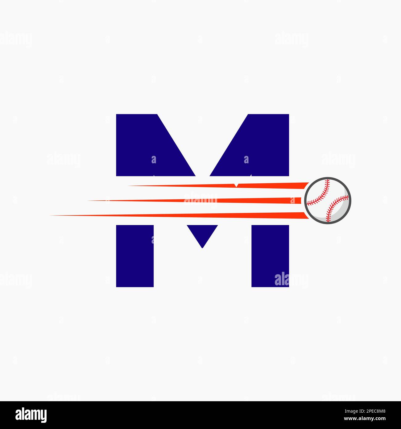 Initial Letter M Baseball Logo With Moving Baseball Icon Stock Vector ...