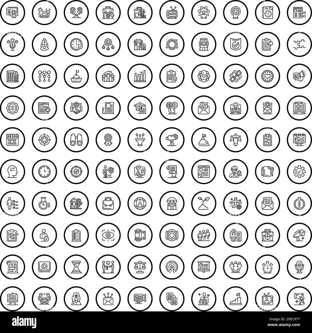 100 brand icons set. Outline illustration of 100 brand icons vector set ...