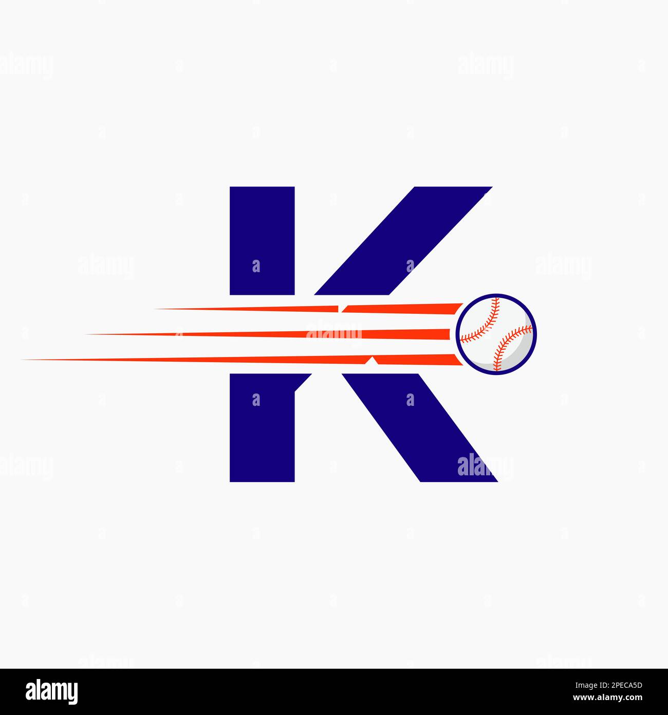 Initial Letter K Baseball Logo With Moving Baseball Icon Stock Vector ...