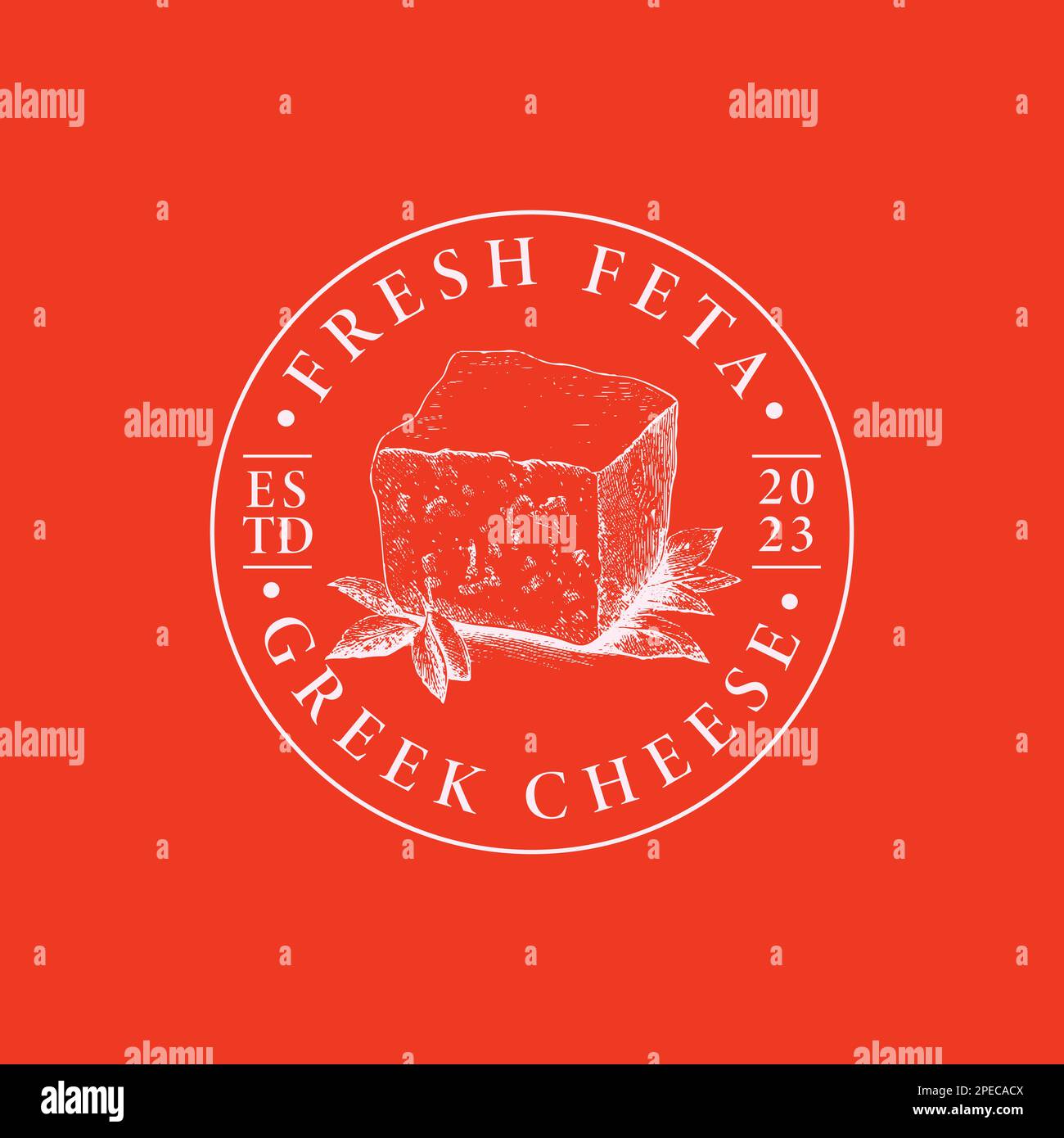 Premium Local Feta cheese Food Label Template. Abstract Vector ...