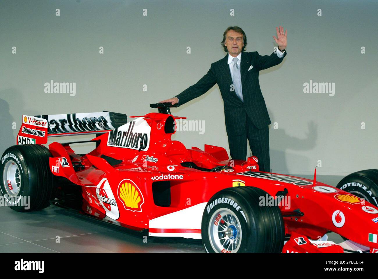 Ferrari president Luca Cordero di Montezemolo waves during the official ...