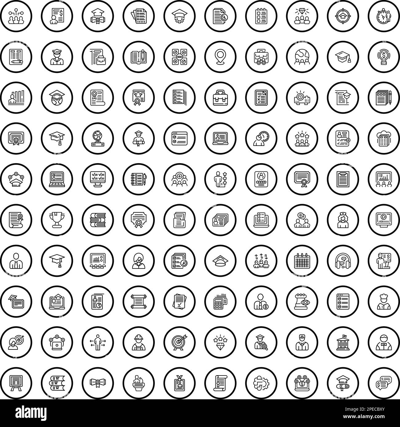 100 college icons set. Outline illustration of 100 college icons vector ...