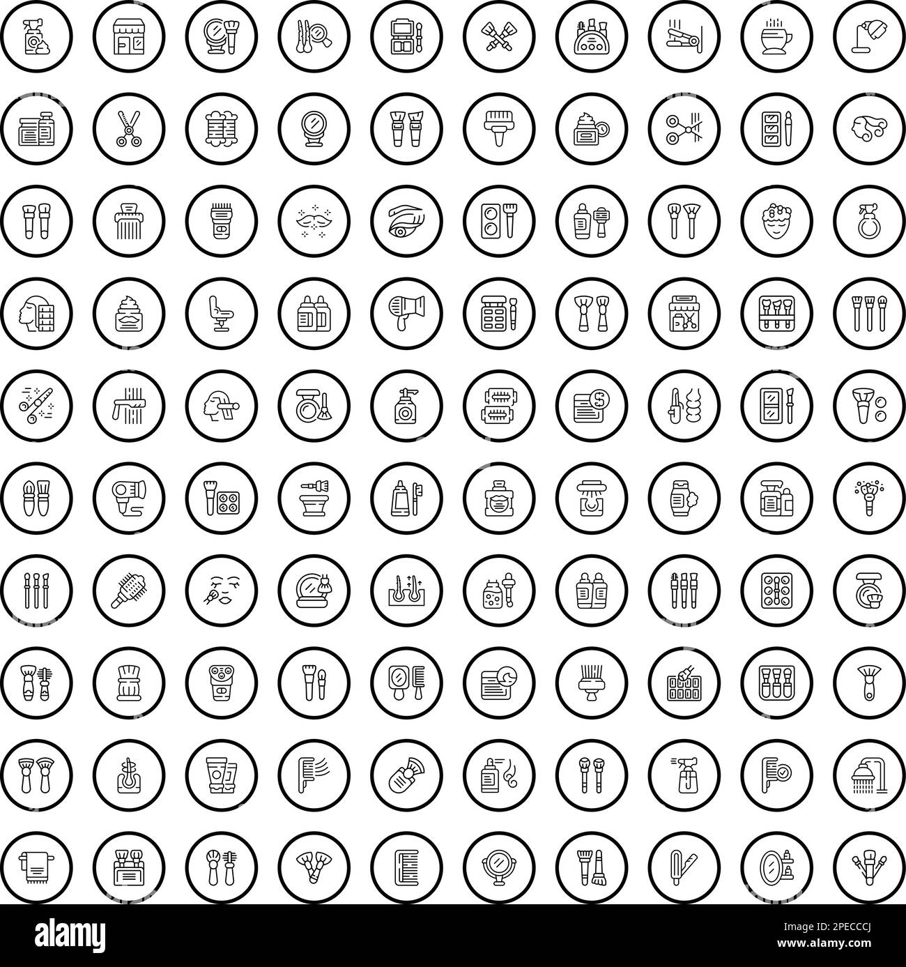 100 cosmetic icons set. Outline illustration of 100 cosmetic icons ...