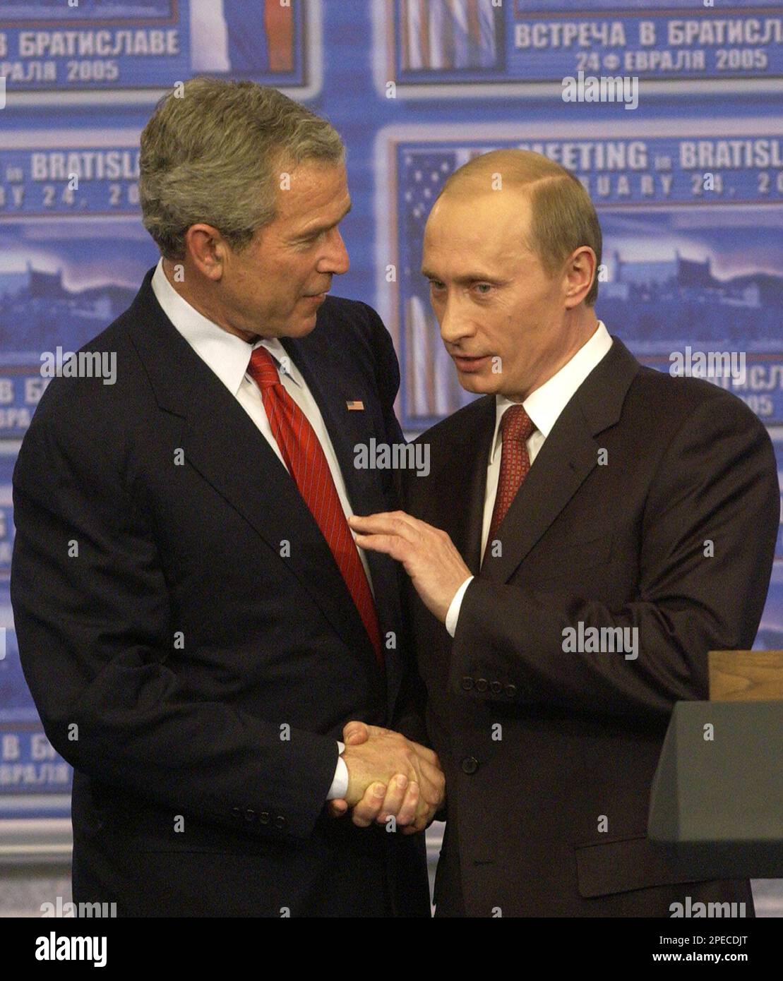 U.S. President George W. Bush, left, and Russian President Vladimir ...