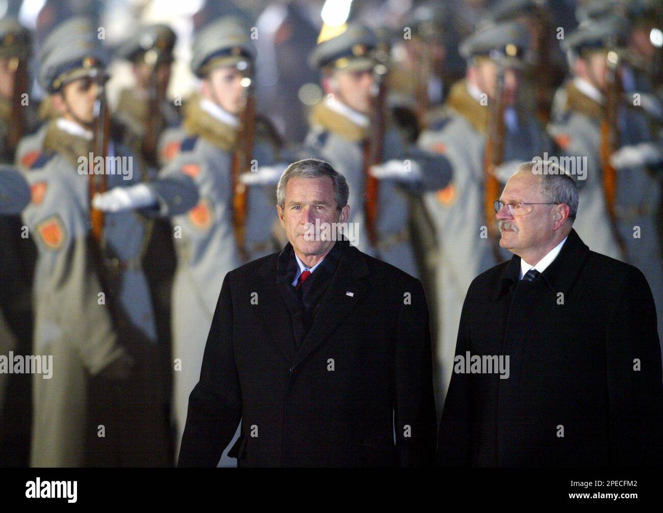 U.S. President George W. Bush, left, and the Slovak President Ivan ...
