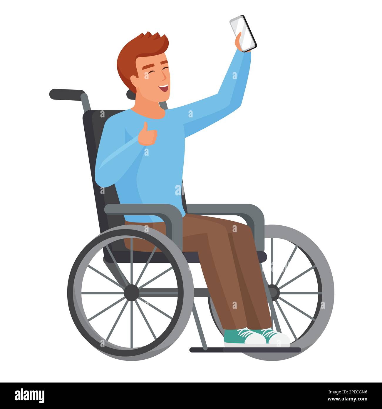 Laughing disabled man in wheelchair. Happy boy with walking problems ... Laughing disabled man in wheelchair. Happy boy with walking problems ...