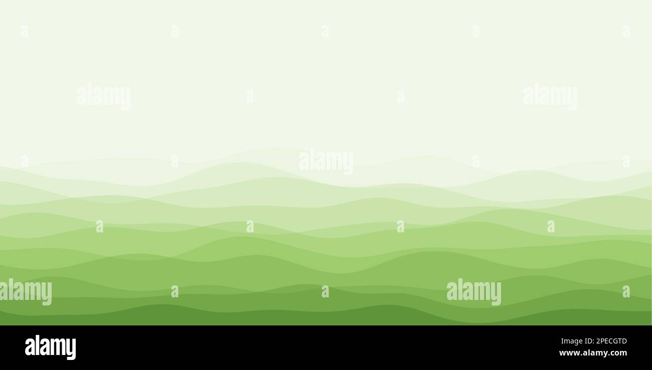 Abstract waves cover. Horizontal background with curves in light green ...