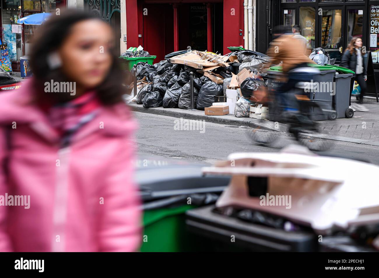 Full bins on March 15, 2023 in Paris, France. A strike by waste ...