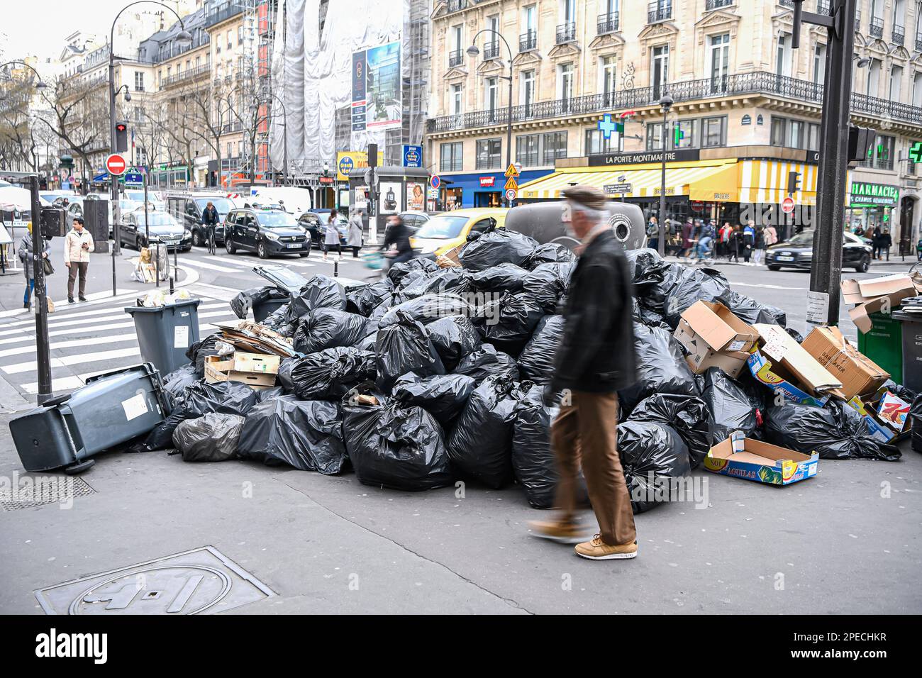 Full bins on March 15, 2023 in Paris, France. A strike by waste ...
