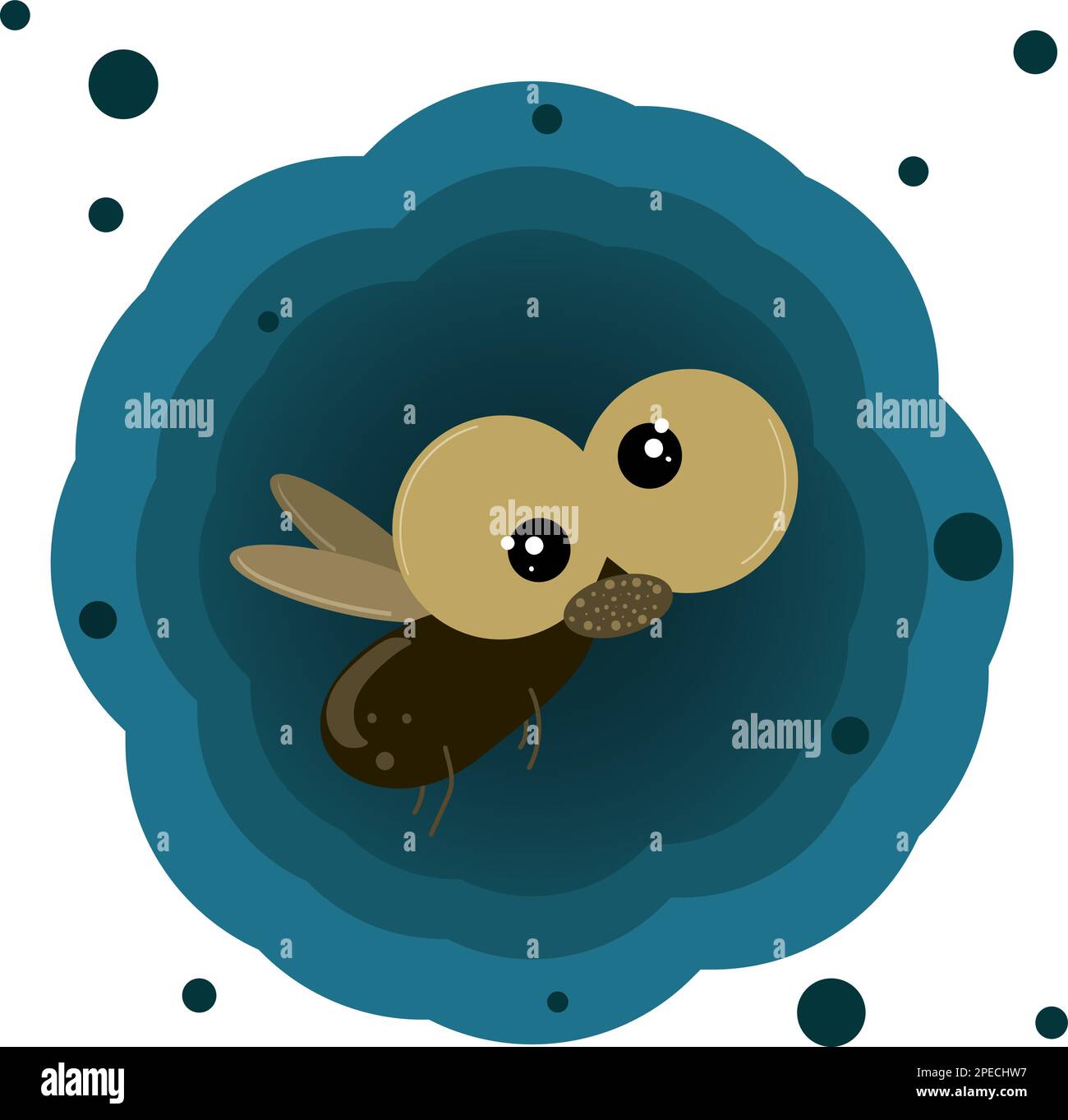 fly on blue background, vector, big eyes, small wings, cartoon Stock ...