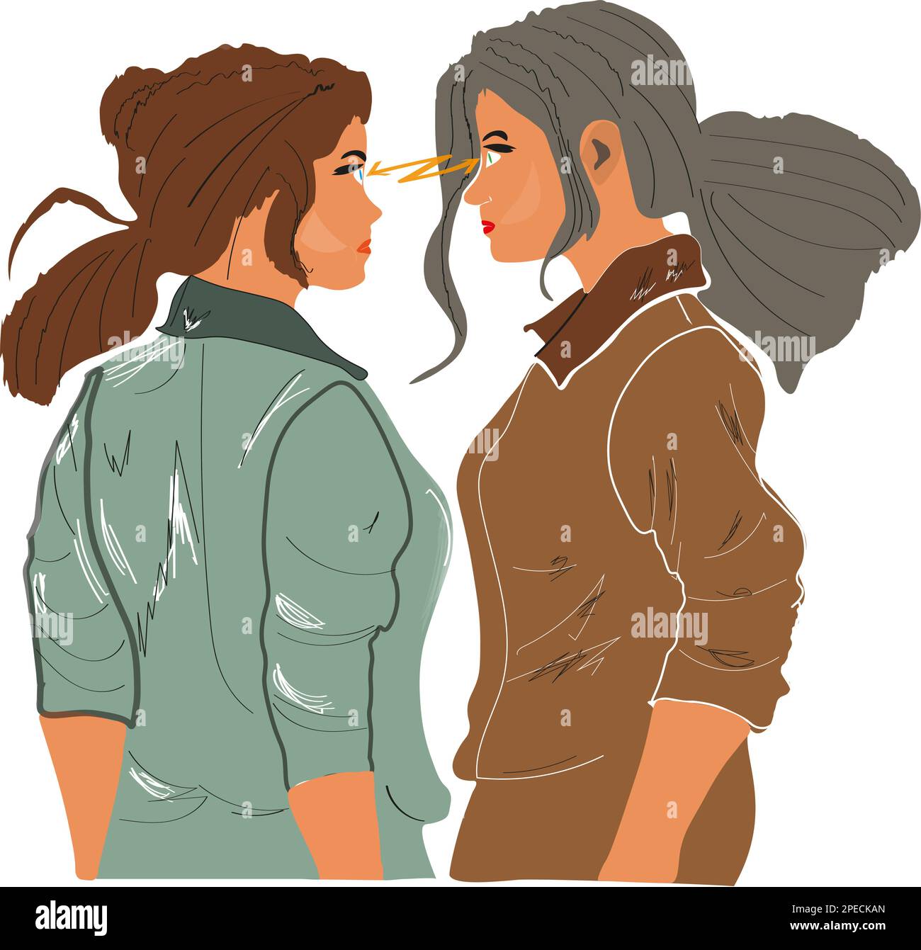 conflict between two young women drawing Stock Vector Image & Art - Alamy
