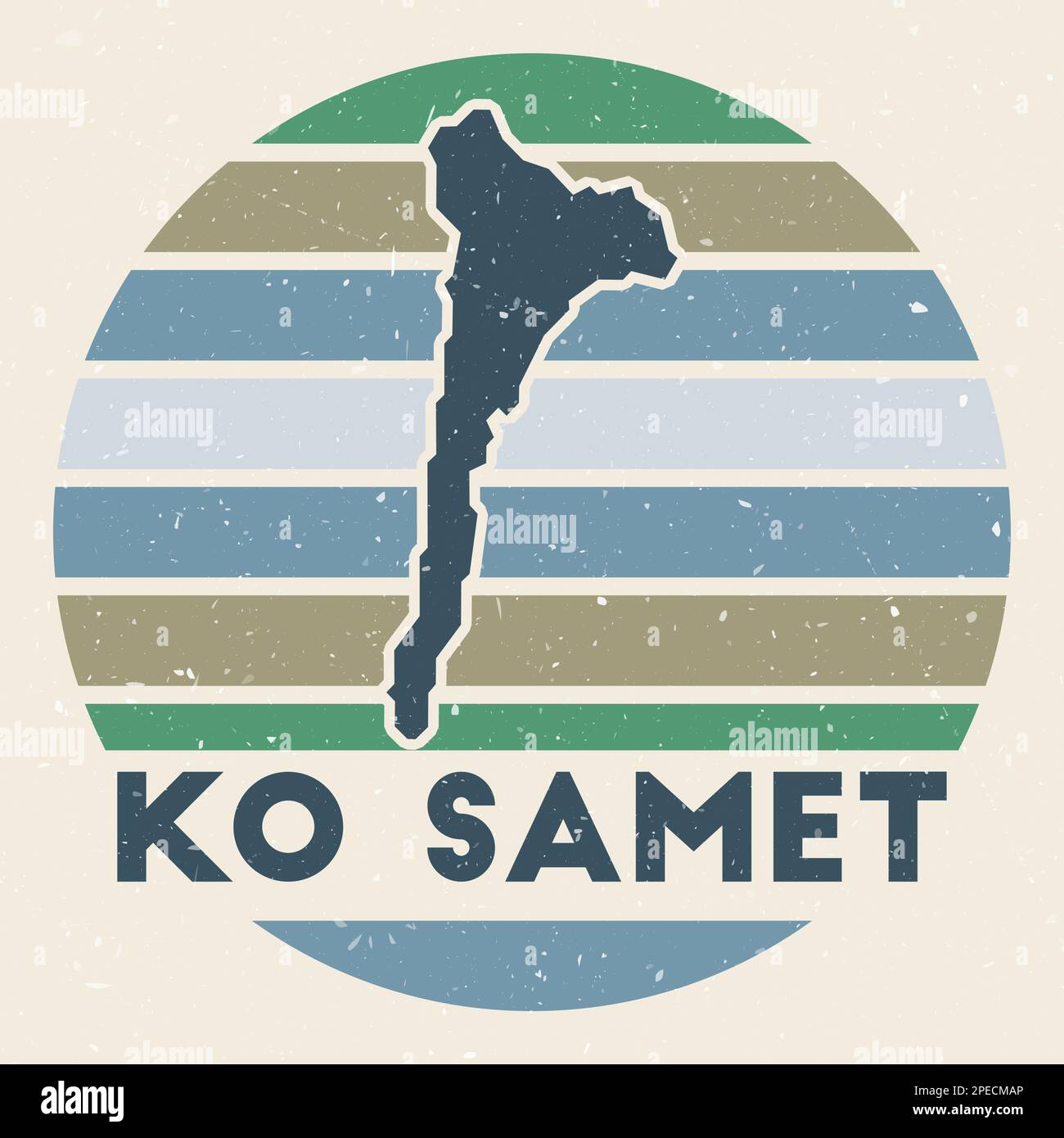 Ko Samet logo. Sign with the map of island and colored stripes, vector ...