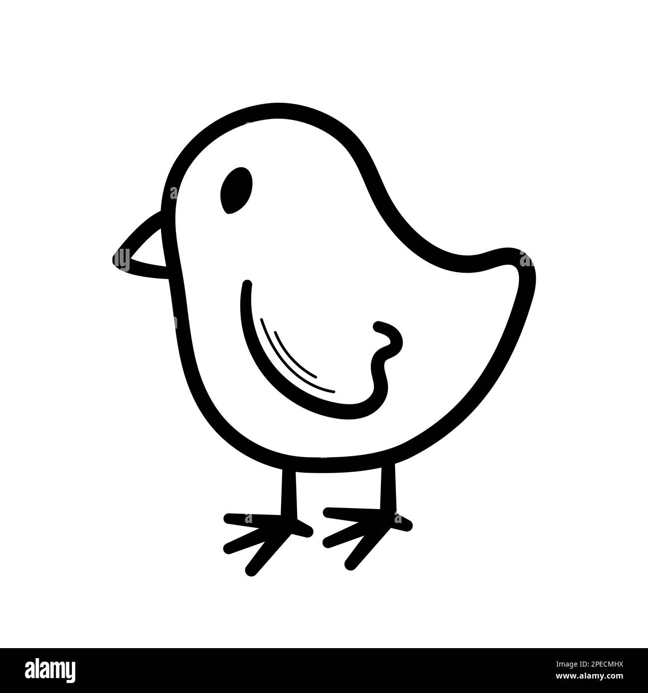 Chick in doodle line style. Hand drawn sketch icon. Isolated vector ...