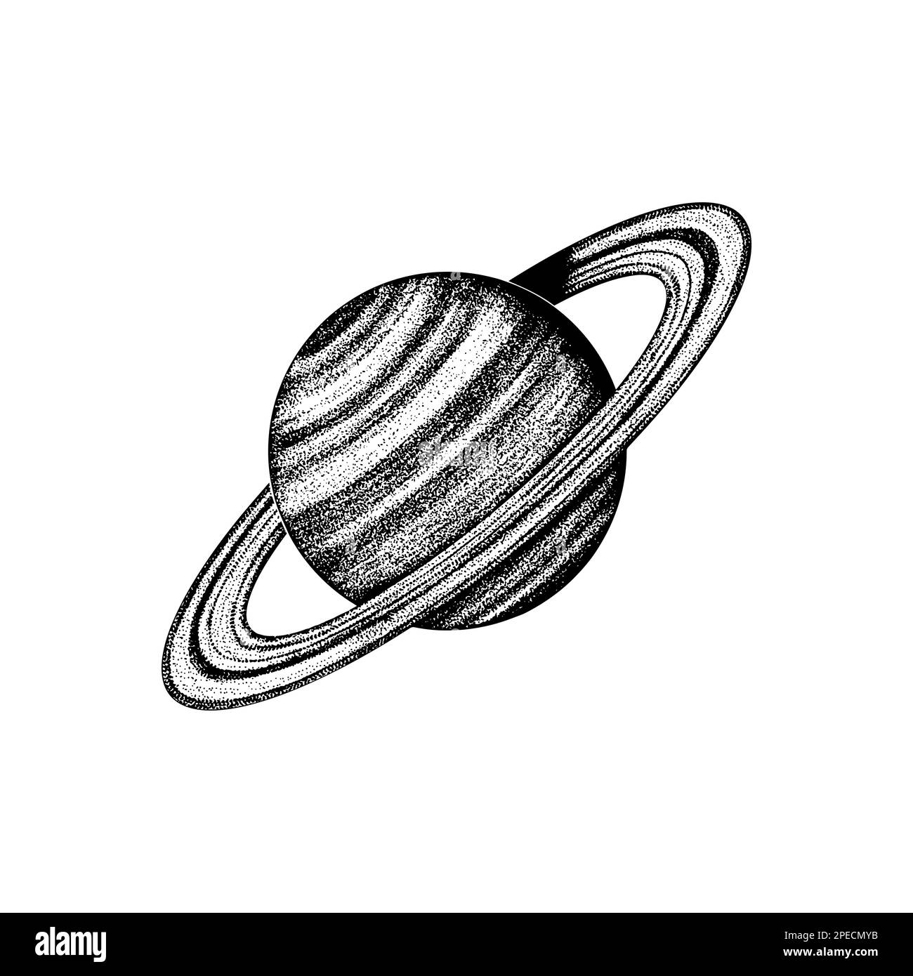 Saturn Planet. Gas giant. Astronomical galaxy space. Engraved hand ...