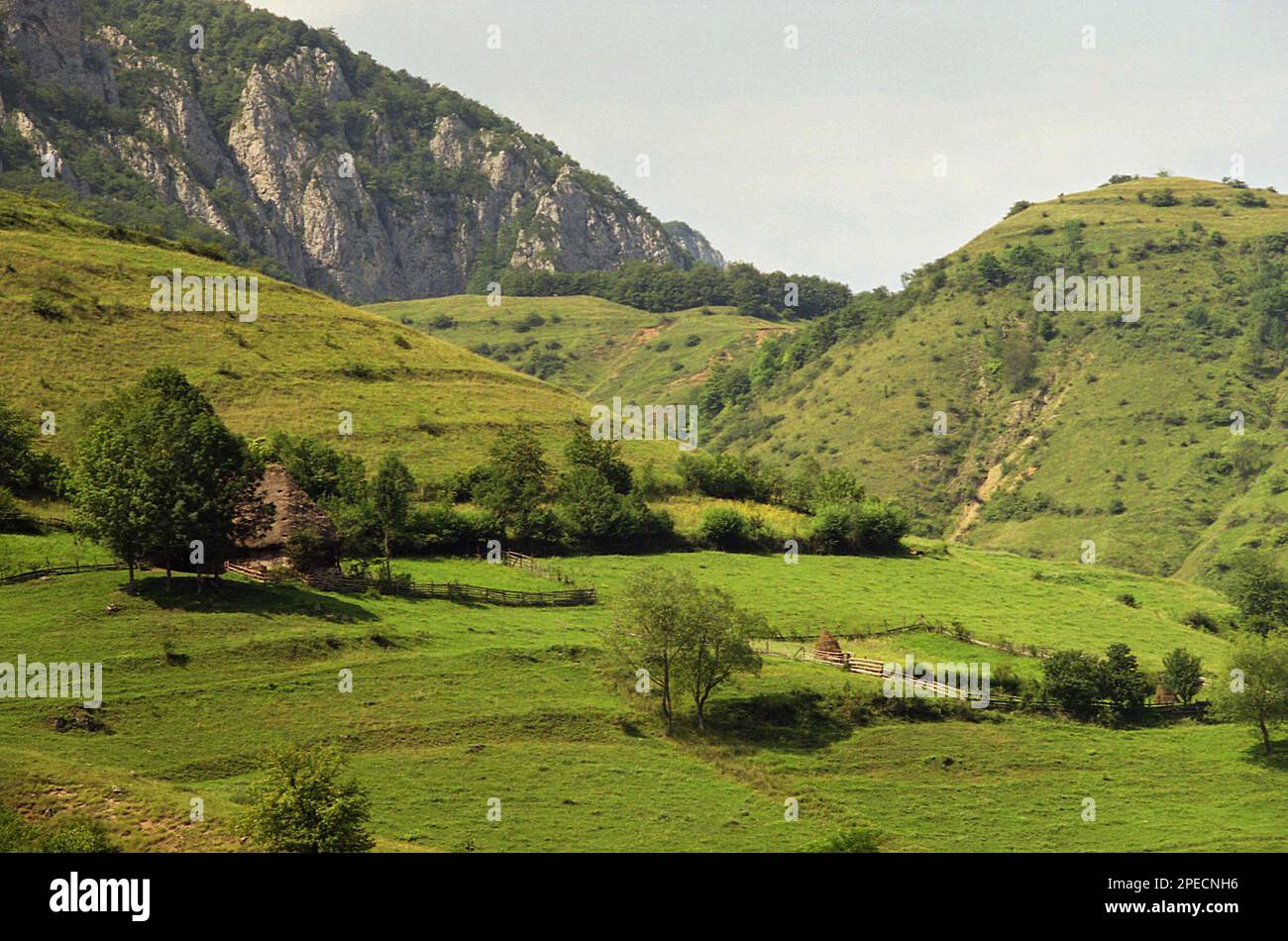 Alba County, Romania, 2001. Traditional thatched straw roof shed in the ...