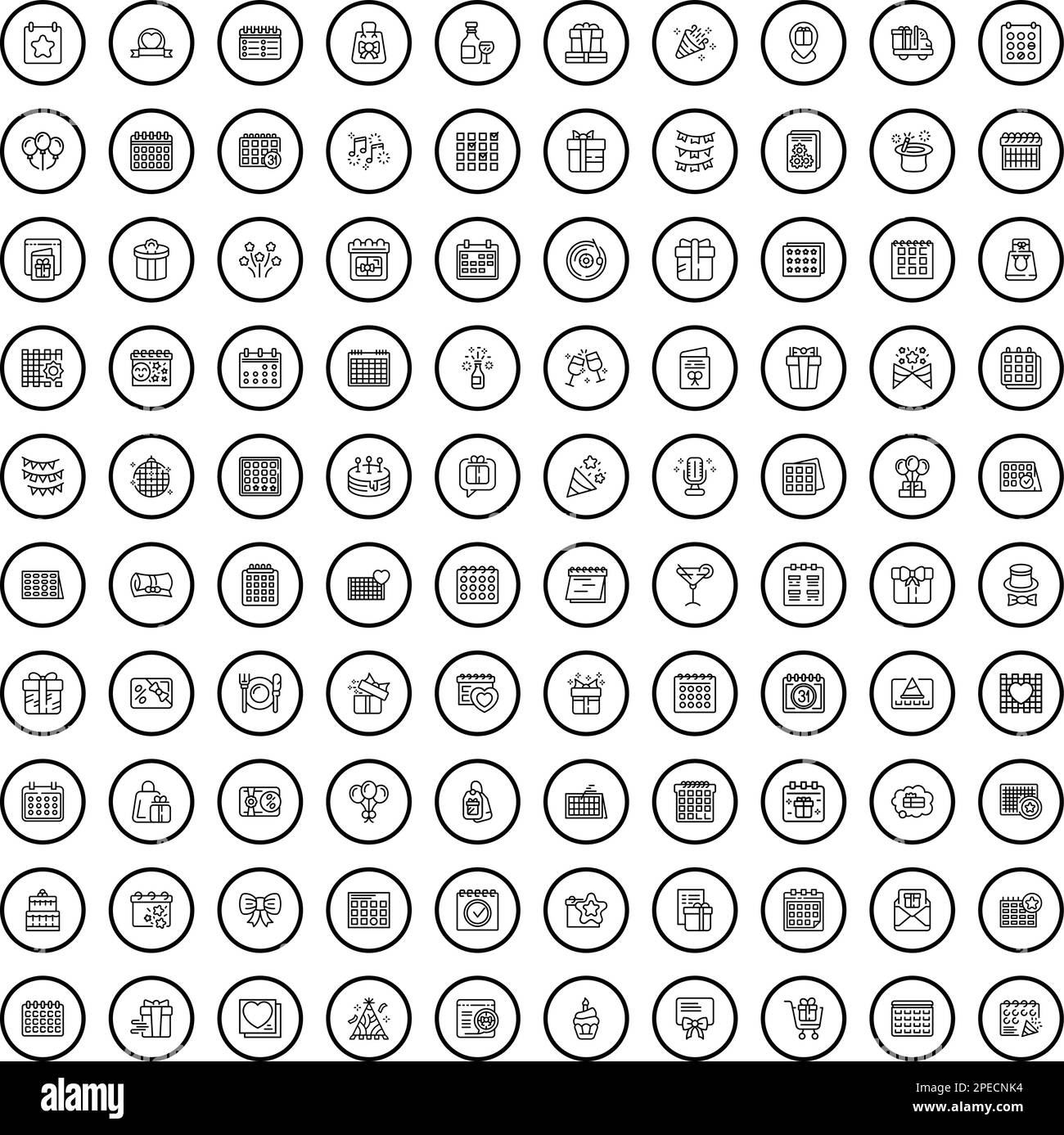 100 event icons set. Outline illustration of 100 event icons vector set ...