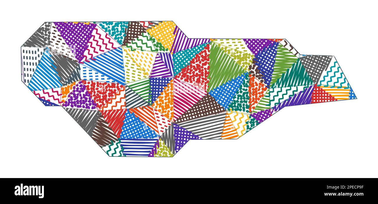 Kid style map of Buck Island Reef. Hand drawn polygons in the shape of ...