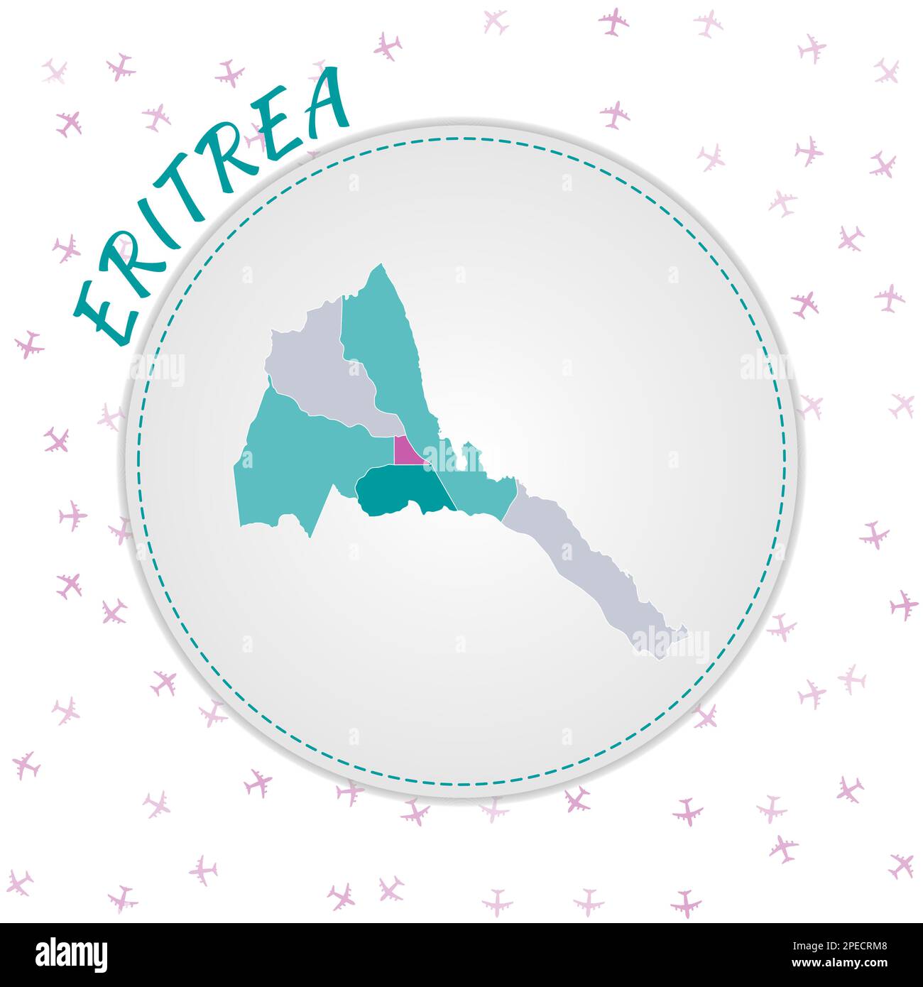 Eritrea map design. Map of the country with regions in emerald-amethyst color palette Stock ...
