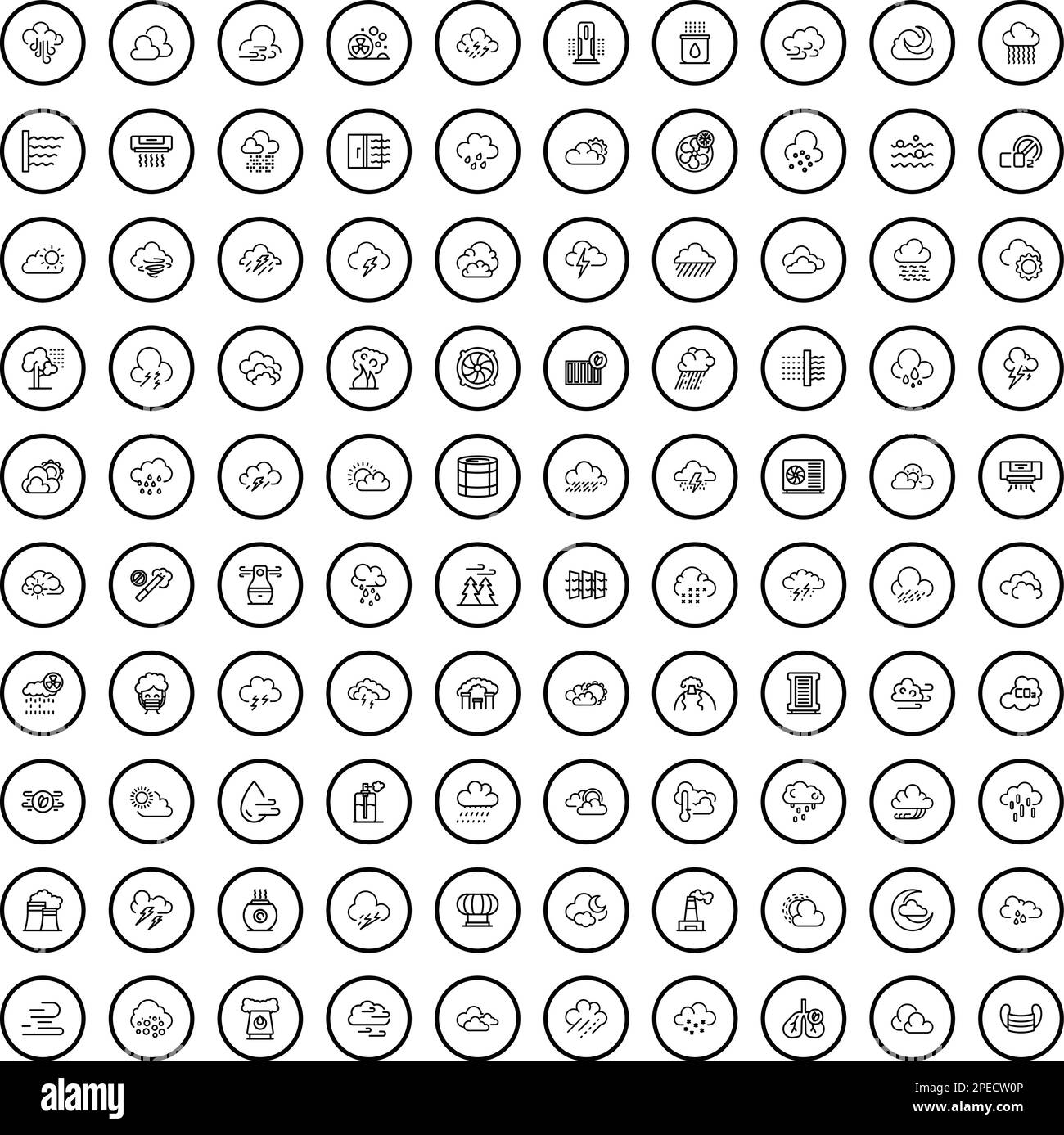 100 air icons set. Outline illustration of 100 air icons vector set ...