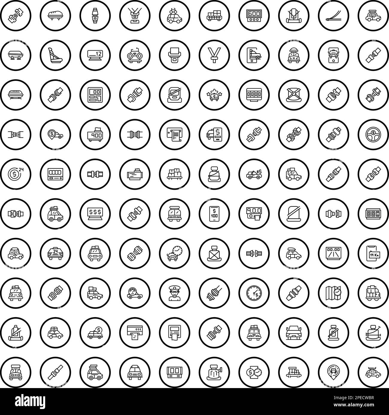 100 auto icons set. Outline illustration of 100 auto icons vector set ...