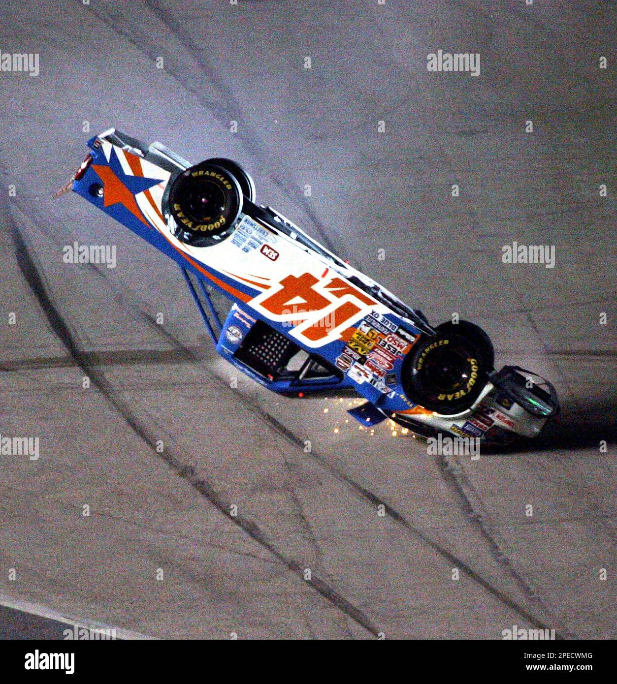 NASCAR Craftsman truck driver Rick Crawford gets upside down during a ...