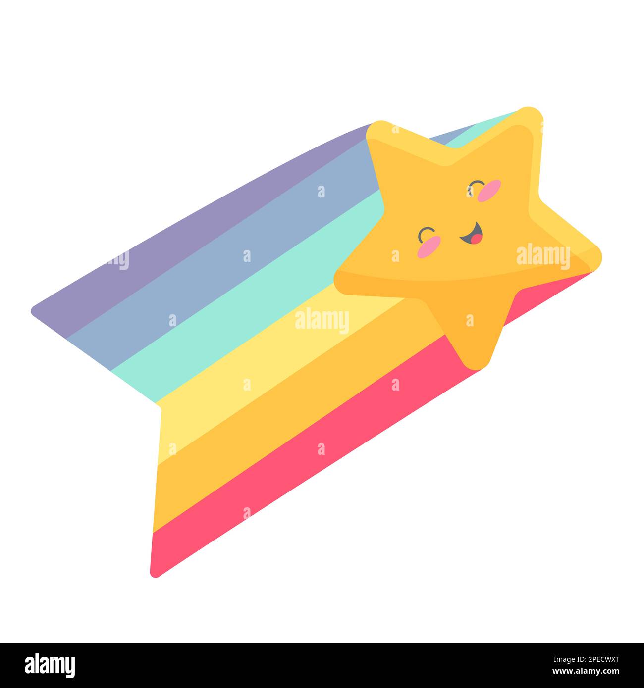 Cute happy star. Colorful kawaii star, weather forecast, rainbow colors ...