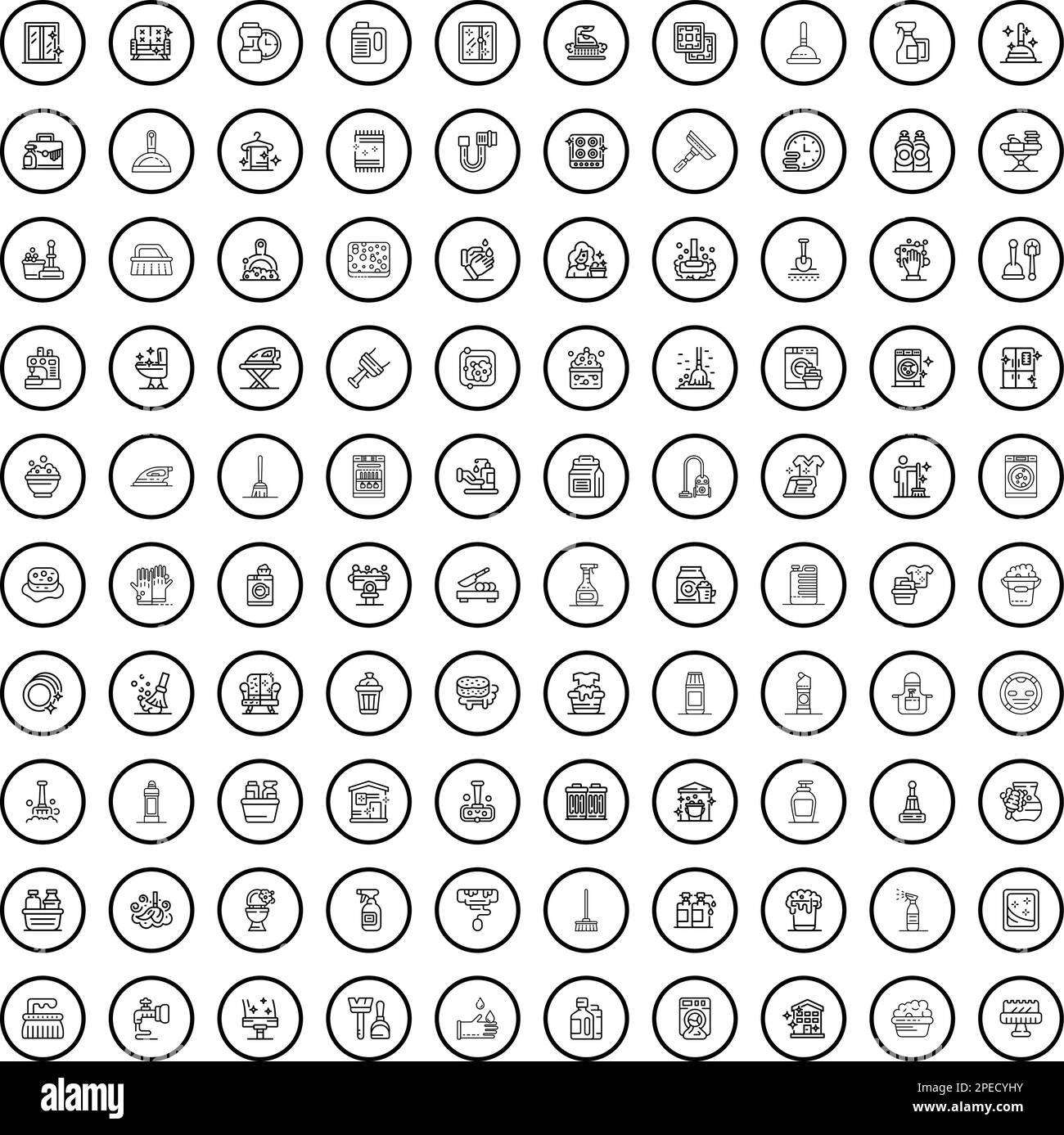 100 cleaning icons set. Outline illustration of 100 cleaning icons ...