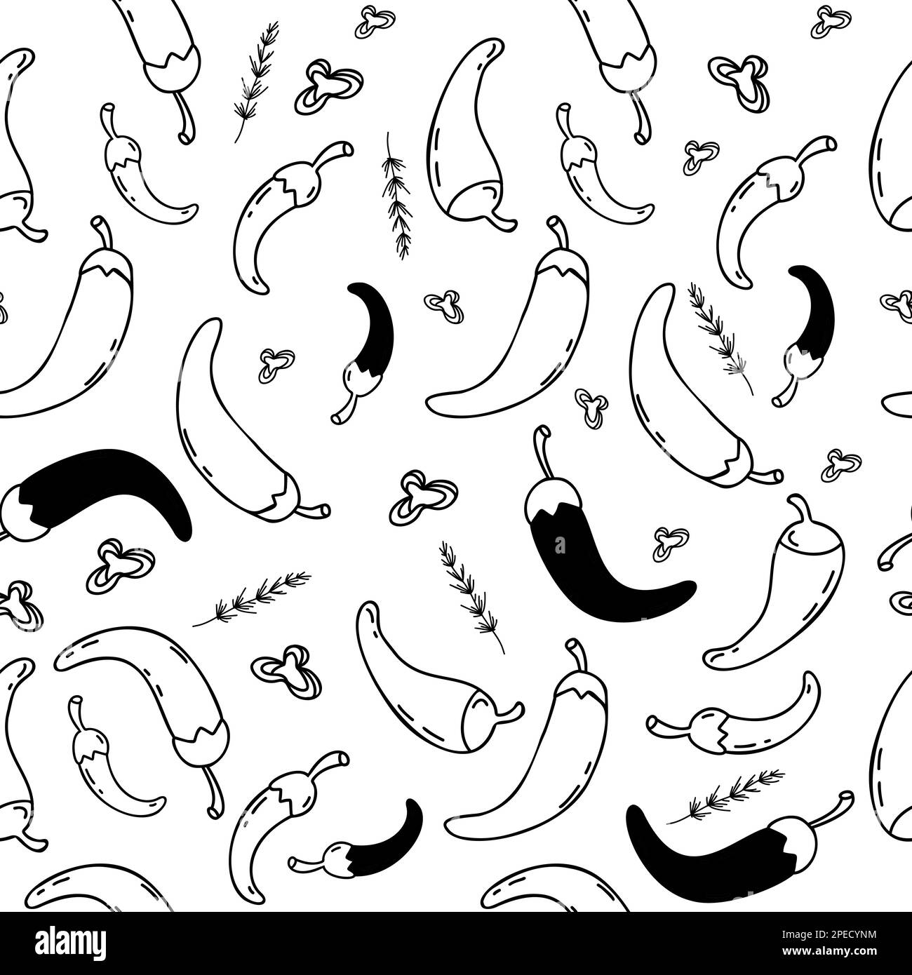 Seamless pattern with chili peppers on white background. Vector ...