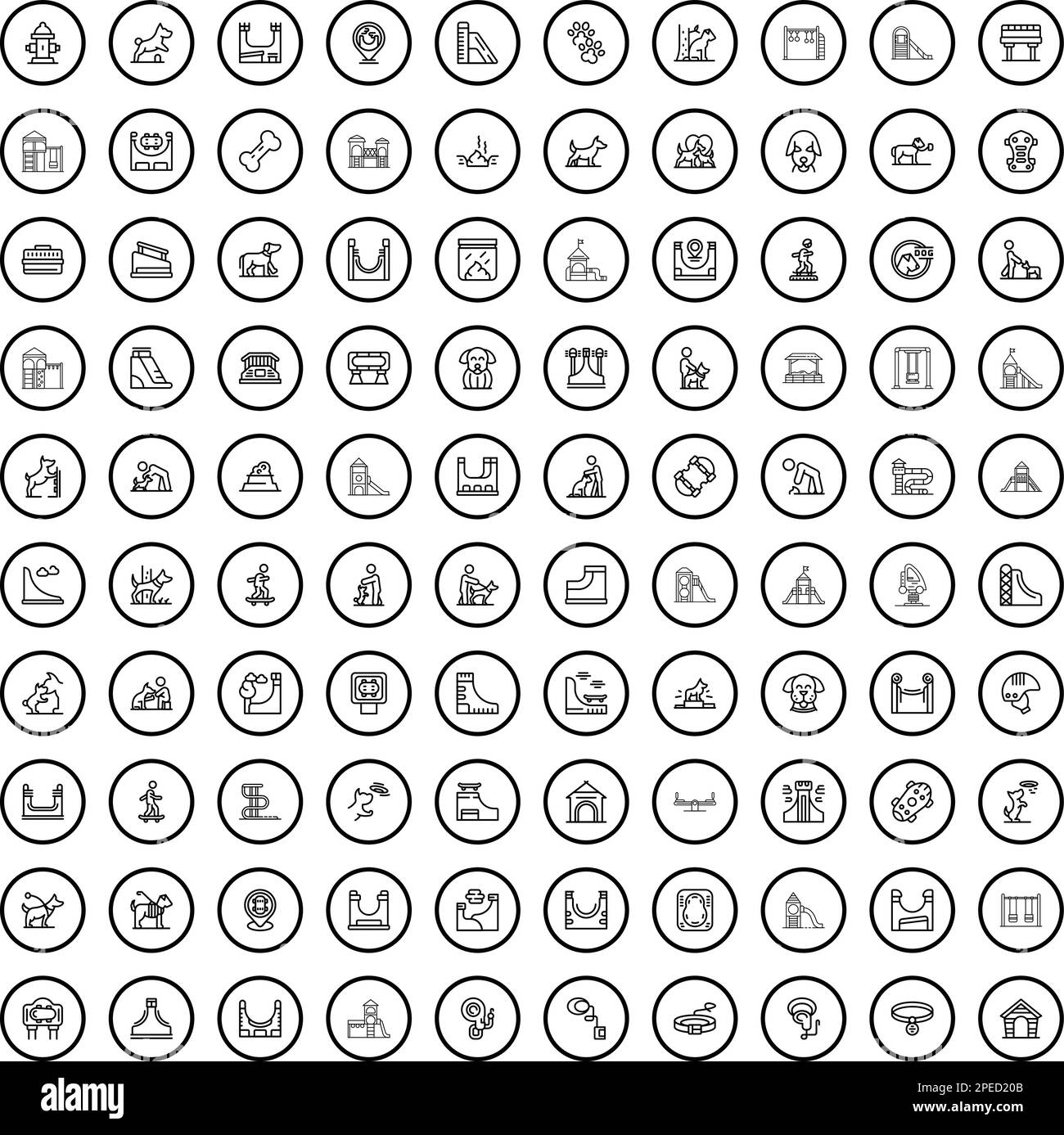 100 park icons set. Outline illustration of 100 park icons vector set isolated on white ...