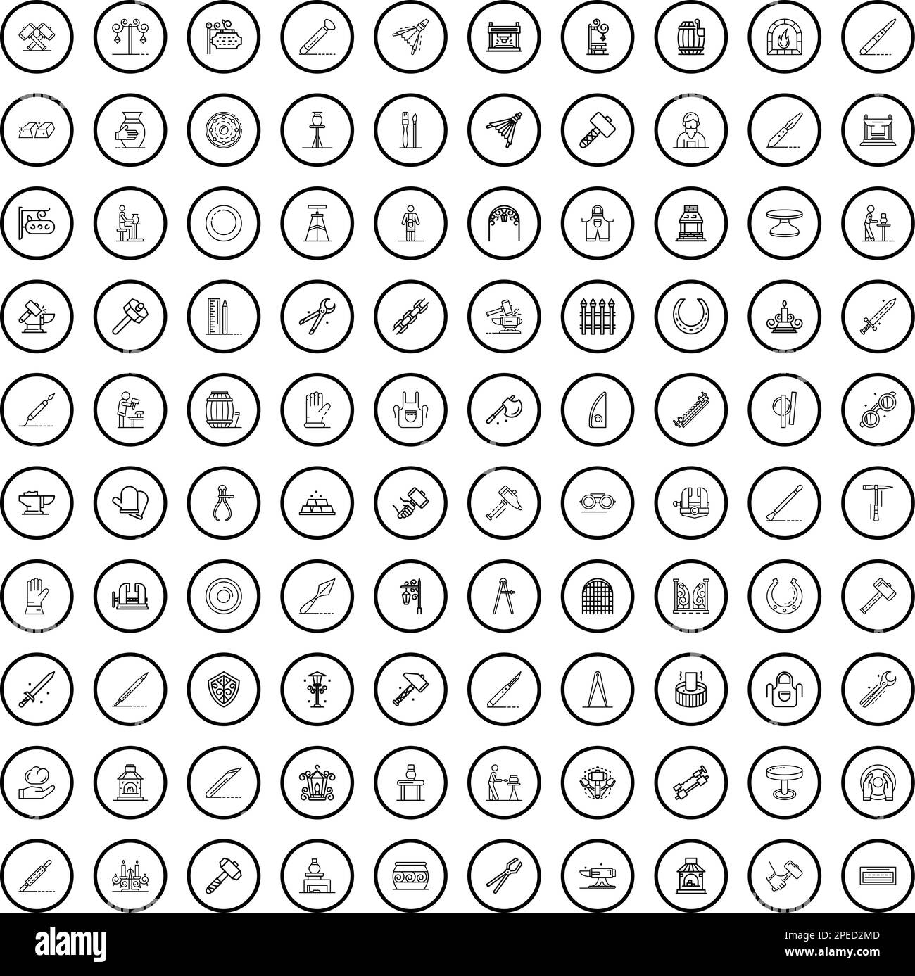 100 craft icons set. Outline illustration of 100 craft icons vector set ...