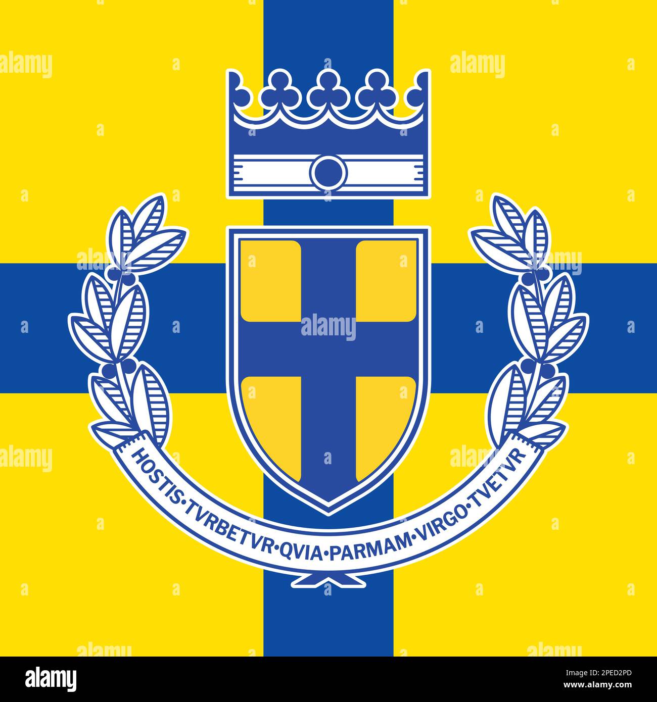 Parma flag, city of Emilia Romagna, Italy, colors and coat of arms ...