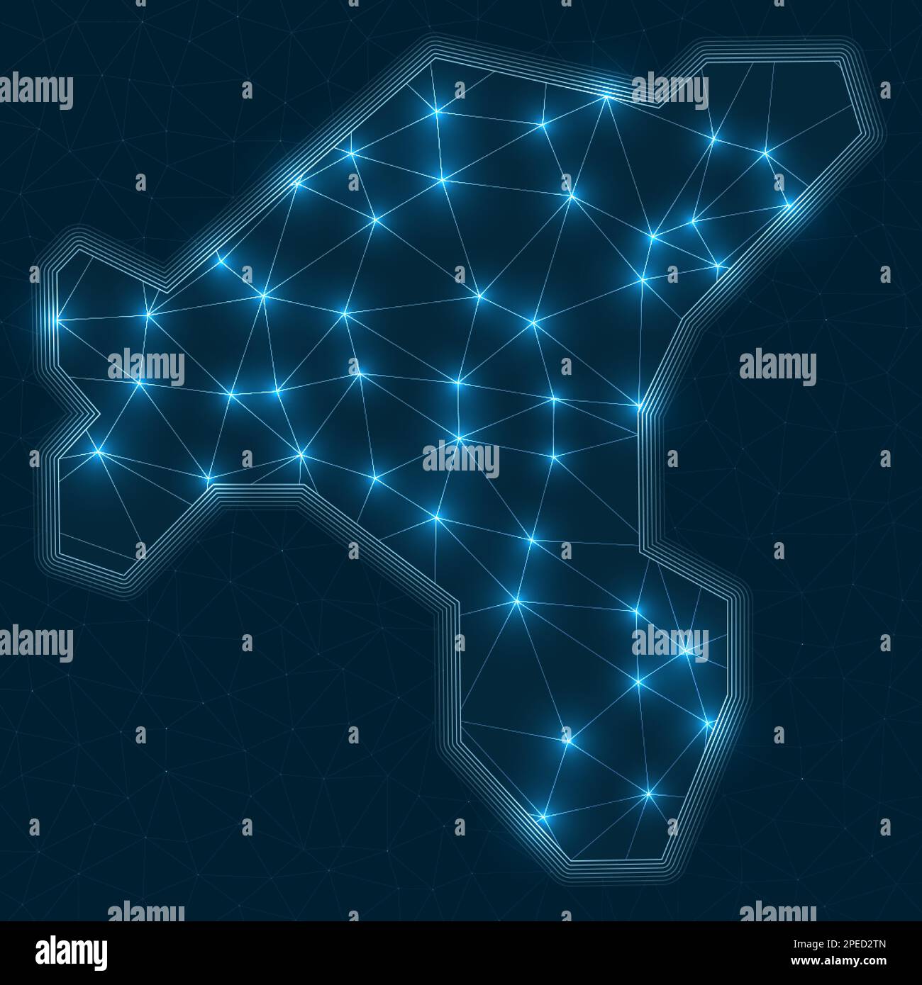 Salt Island network map. Abstract geometric map of the island. Digital ...