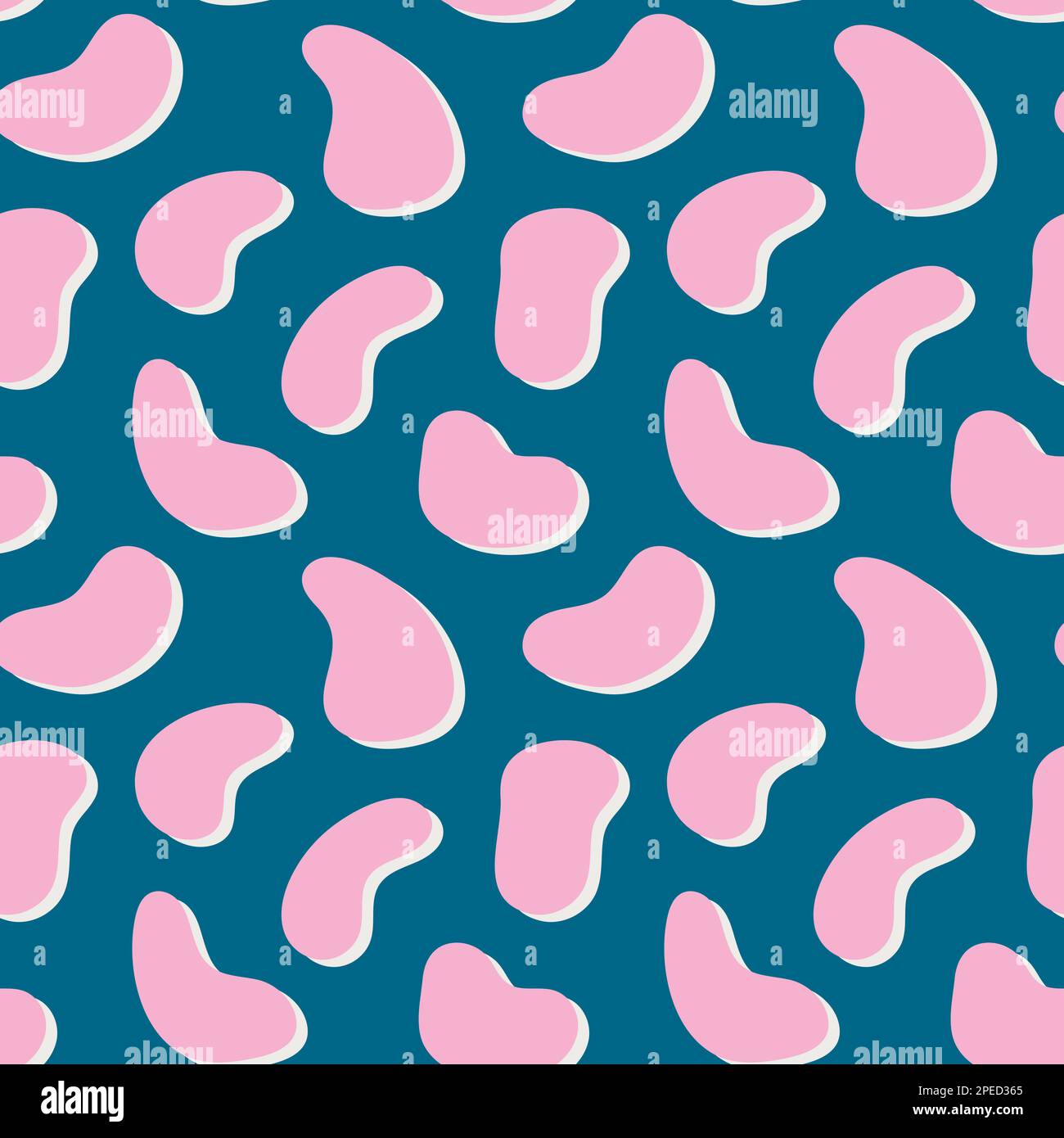 Abstract blob seamless pattern in pink, blue and white colors. Vector ...