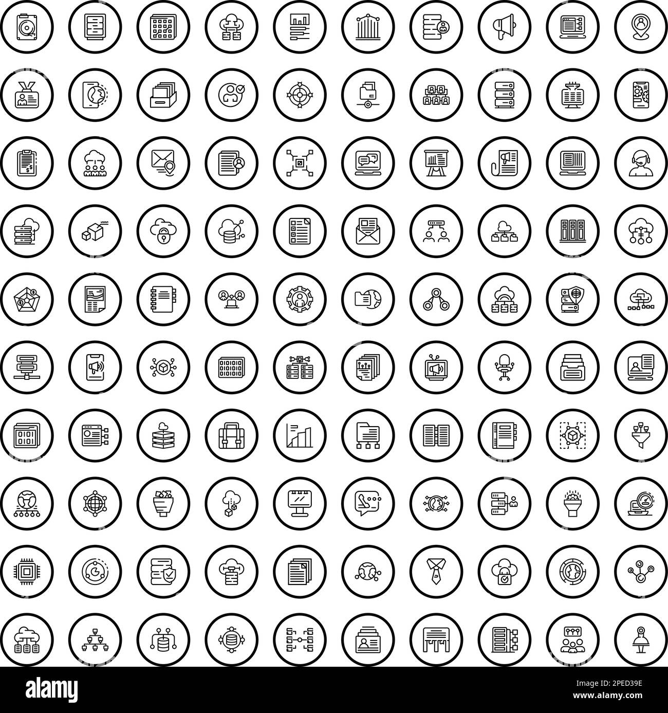 100 analytics icons set. Outline illustration of 100 analytics icons ...