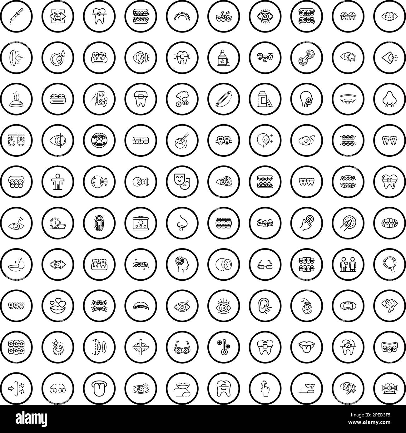 100 anatomy icons set. Outline illustration of 100 anatomy icons vector ...