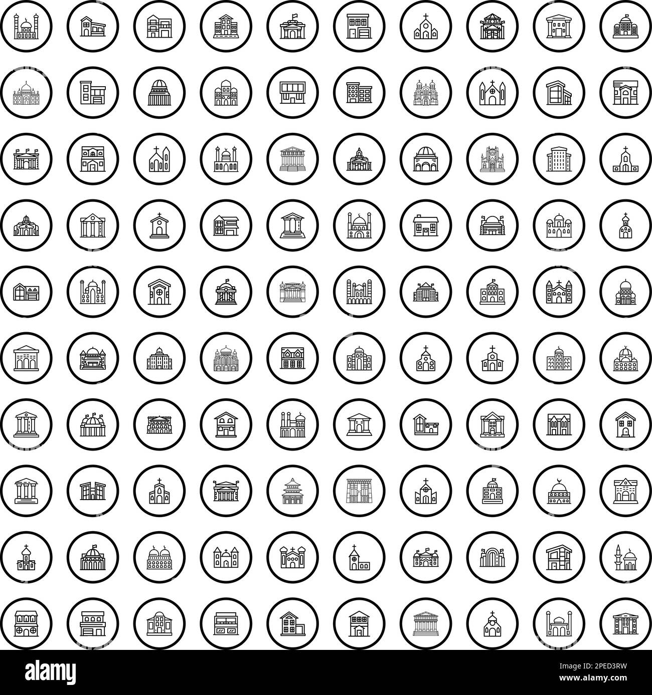 100 architecture icons set. Outline illustration of 100 architecture ...