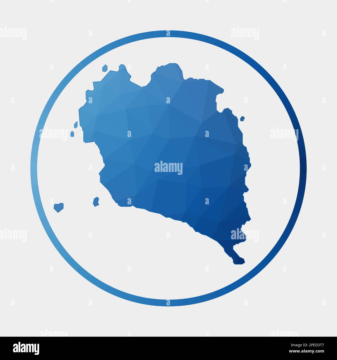 Ko Pha Ngan icon. Polygonal map of the island in gradient ring. Round ...