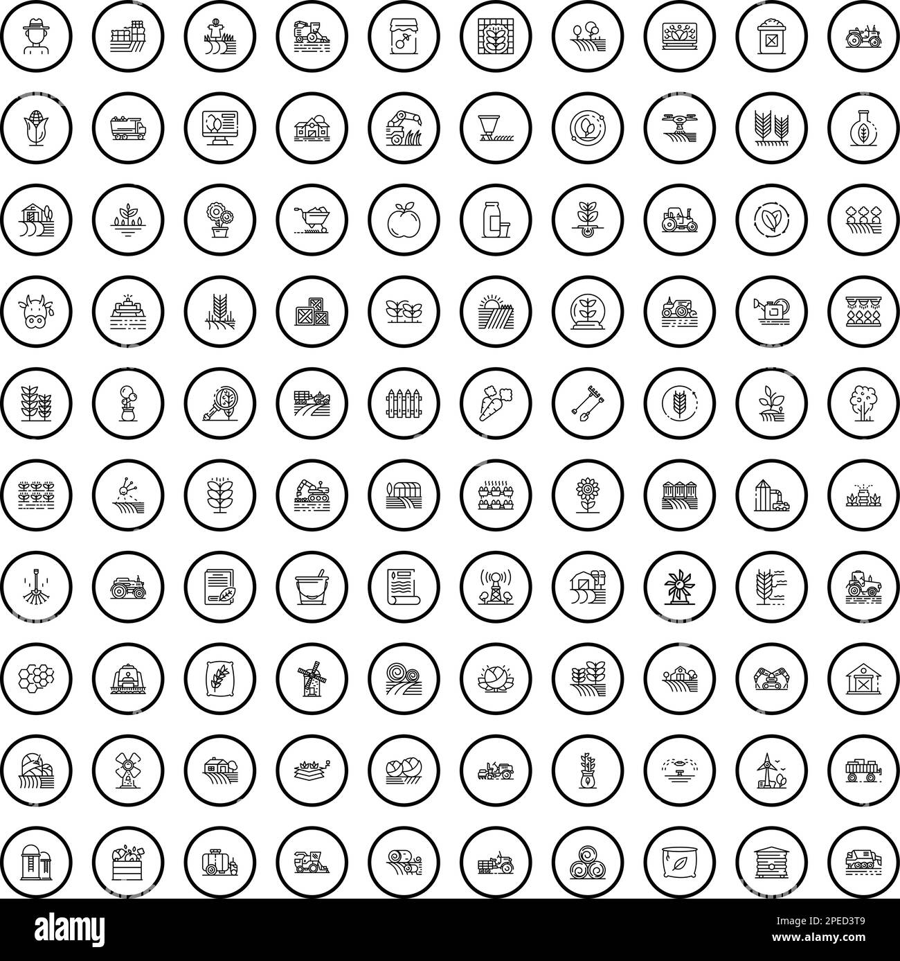 100 plantation icons set. Outline illustration of 100 plantation icons ...