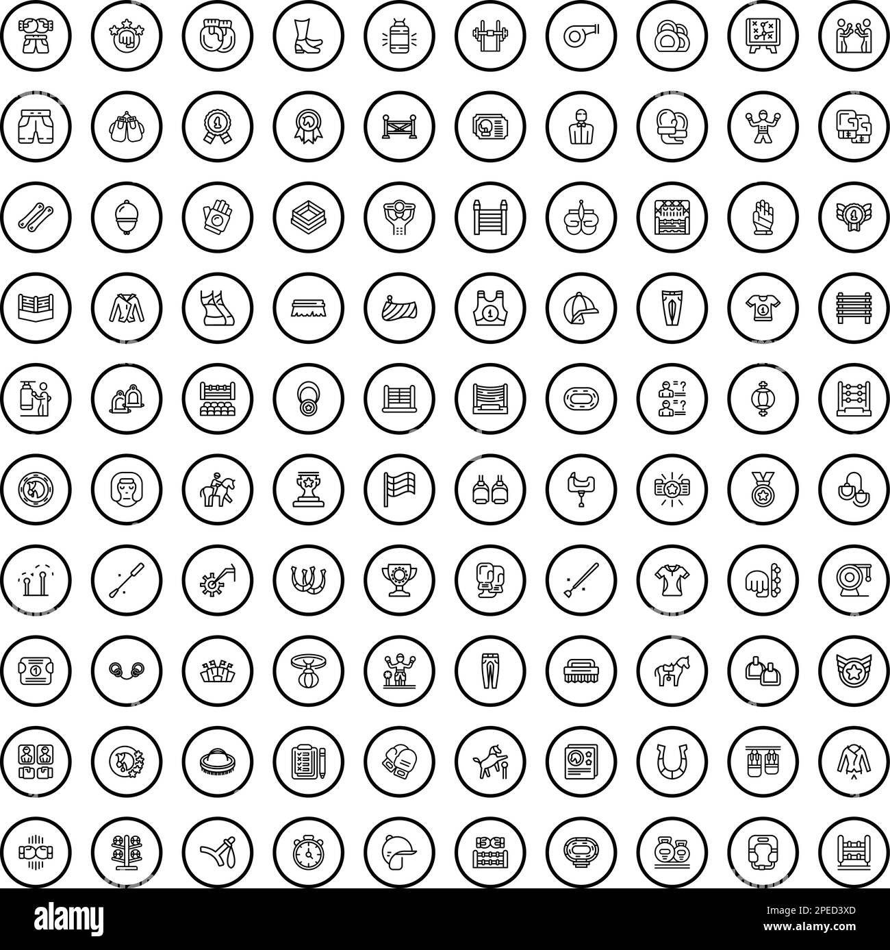 100 arena icons set. Outline illustration of 100 arena icons vector set ...