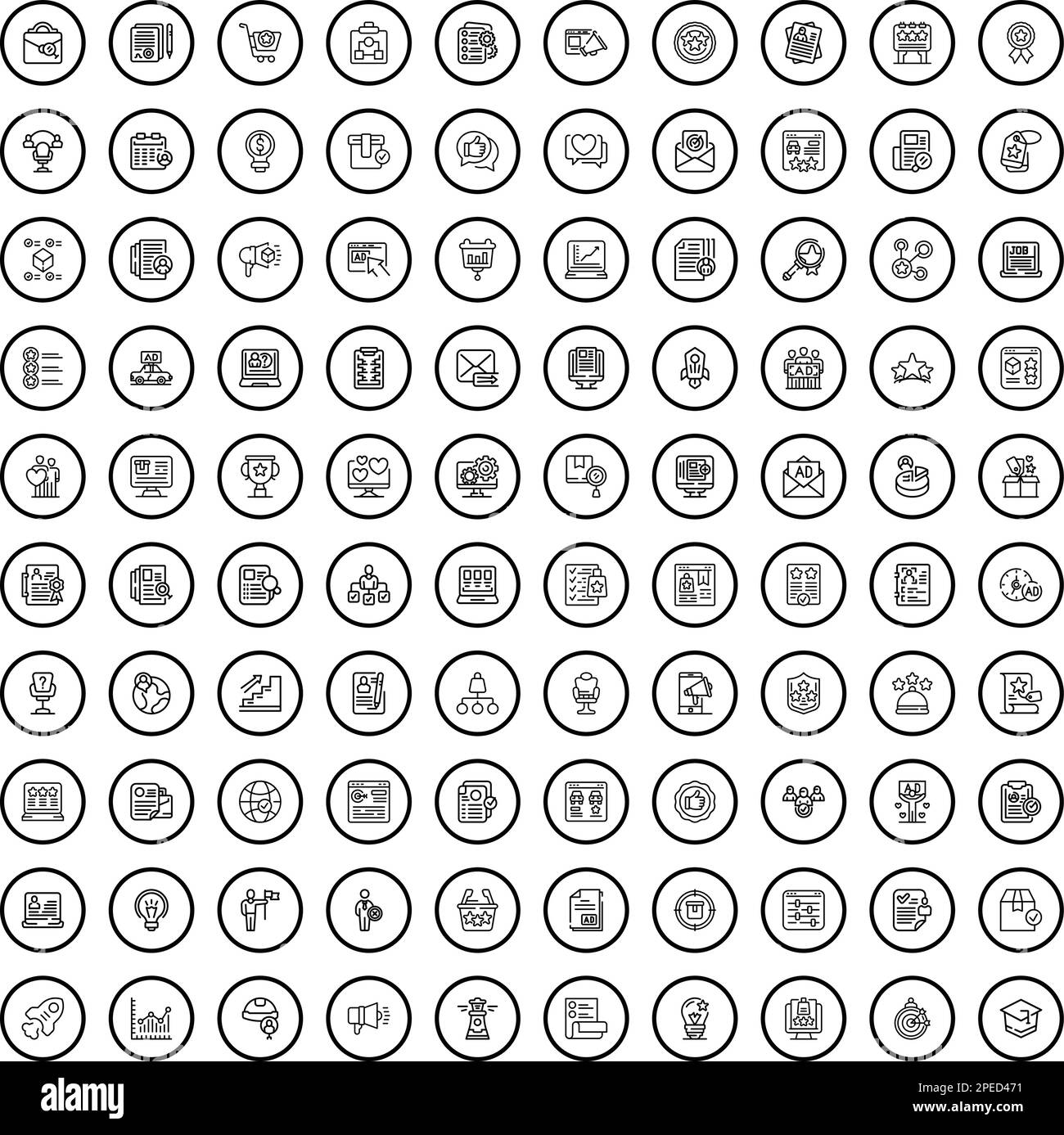 100 portfolio icons set. Outline illustration of 100 portfolio icons ...