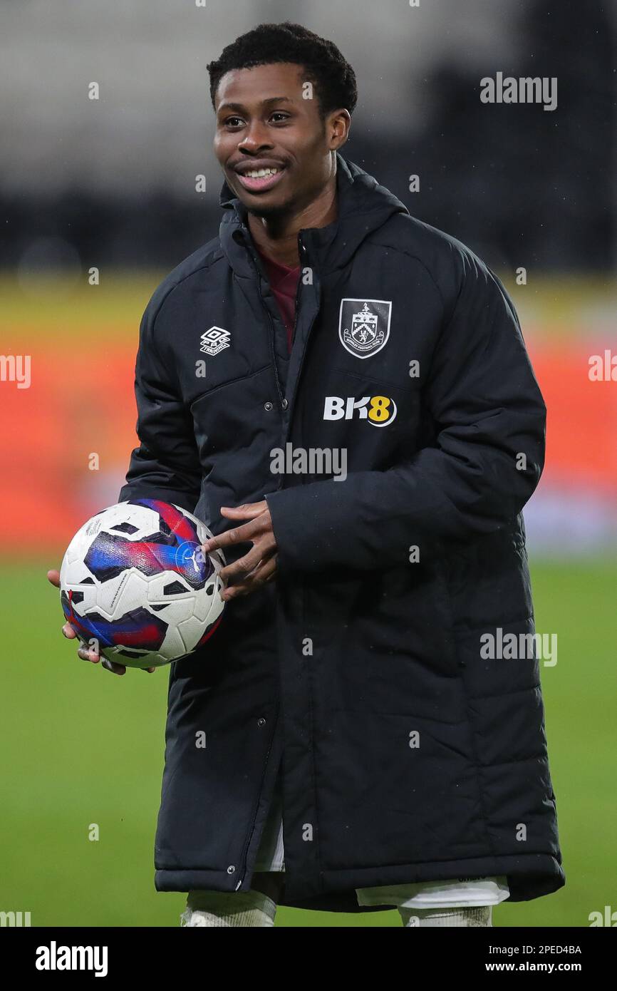 Hull, UK. 15th Mar, 2023. Nathan Tella #23 of Burnley holds the match ...
