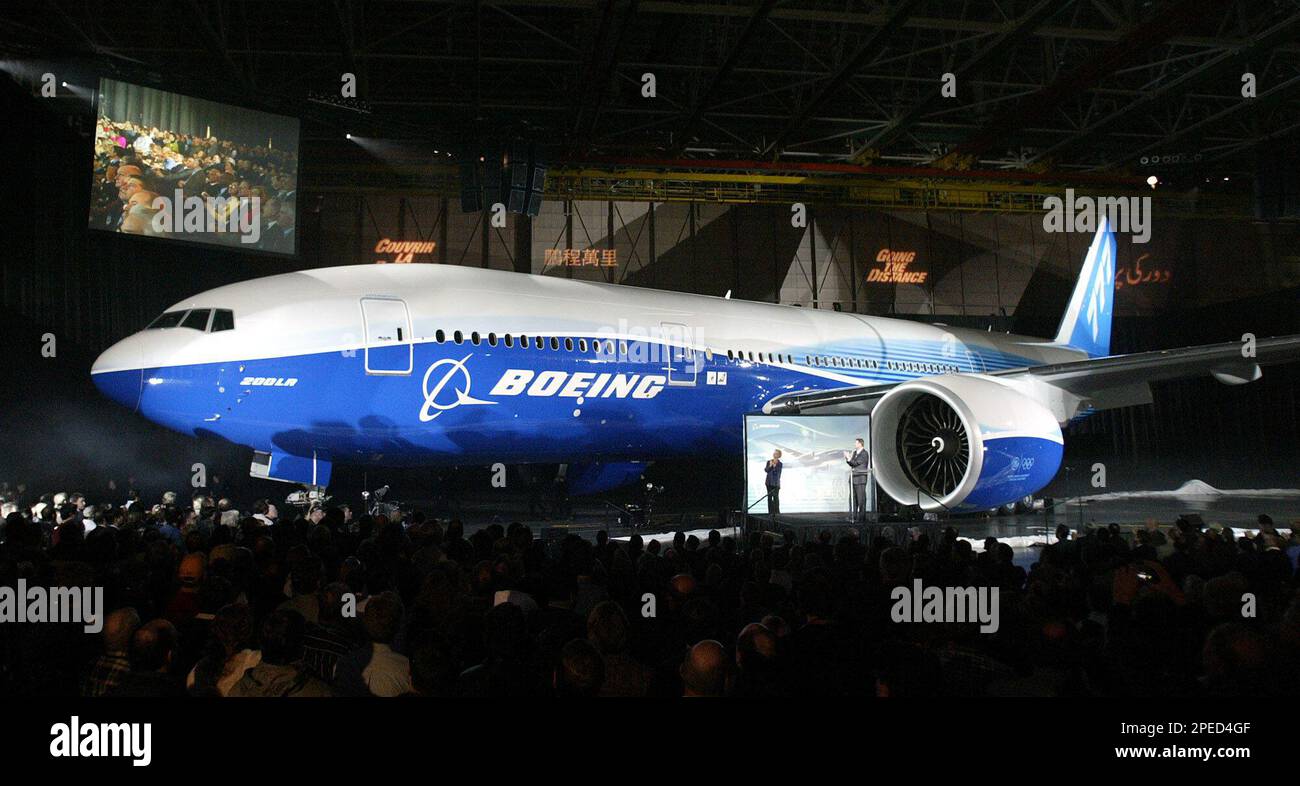 The first Boeing 777-200LR Worldliner is presented to employees and ...