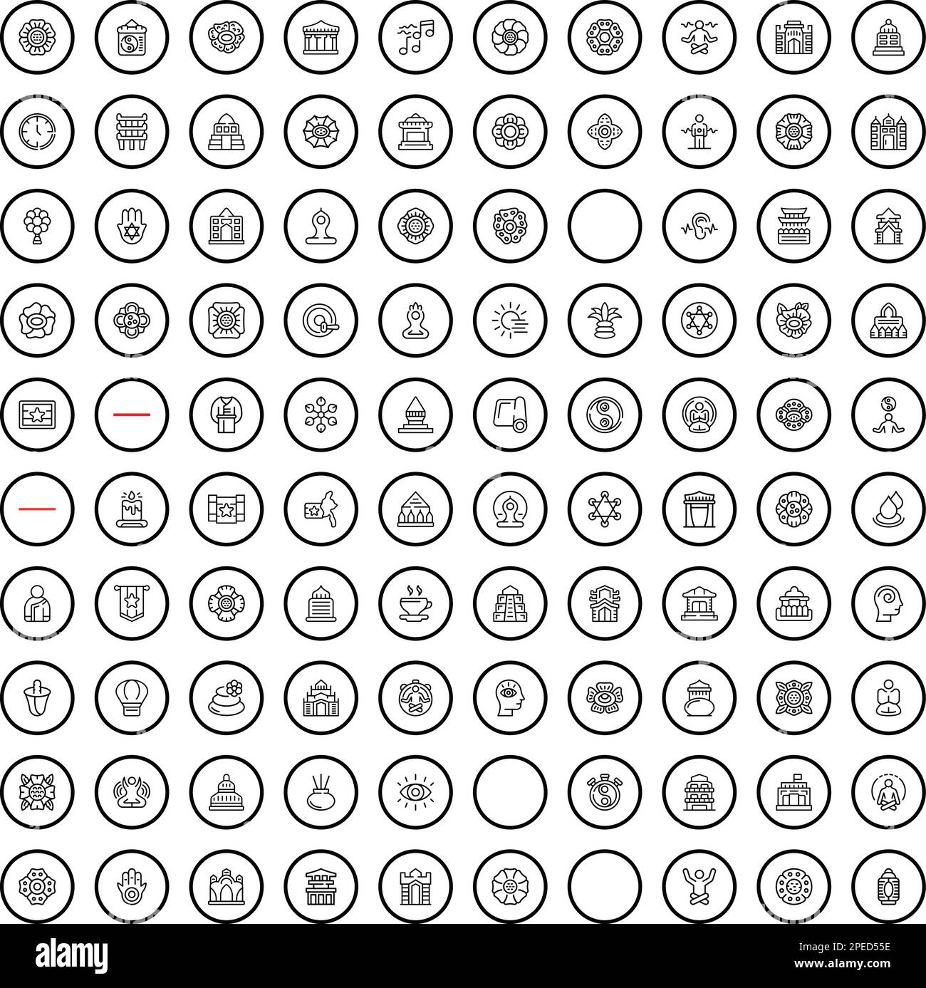 100 east icons set. Outline illustration of 100 east icons vector set ...