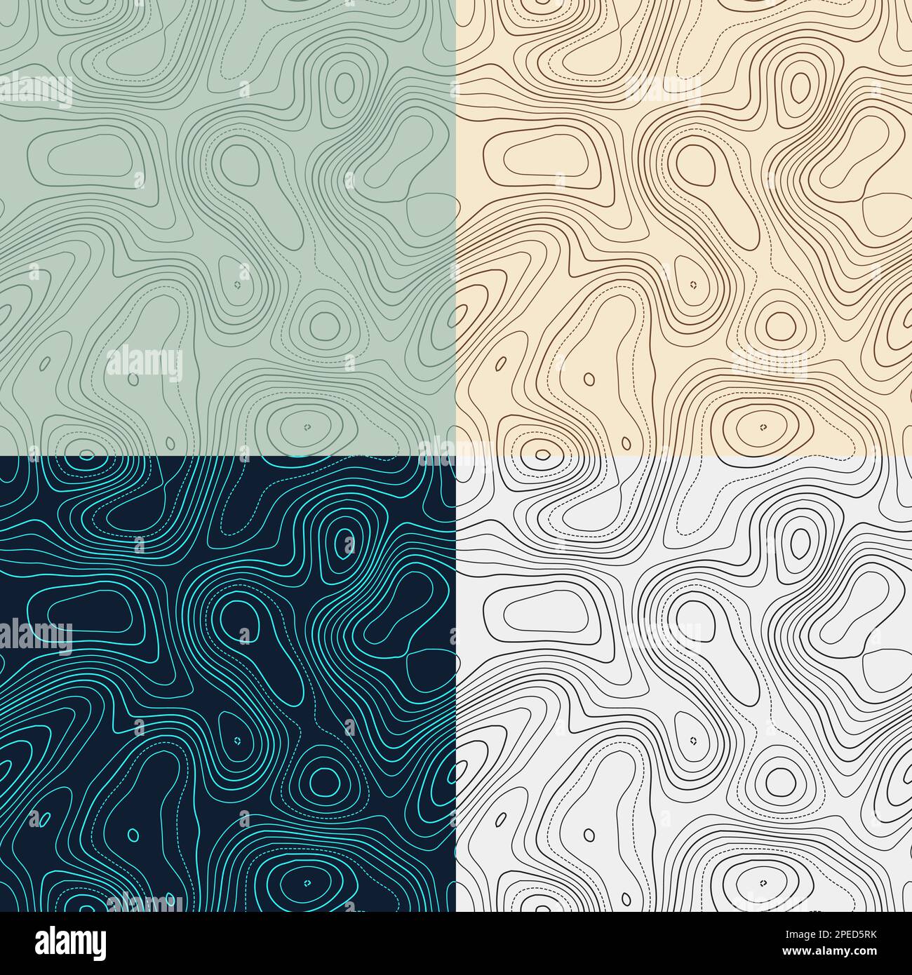 Topography patterns. Seamless elevation map tiles. Authentic isoline ...
