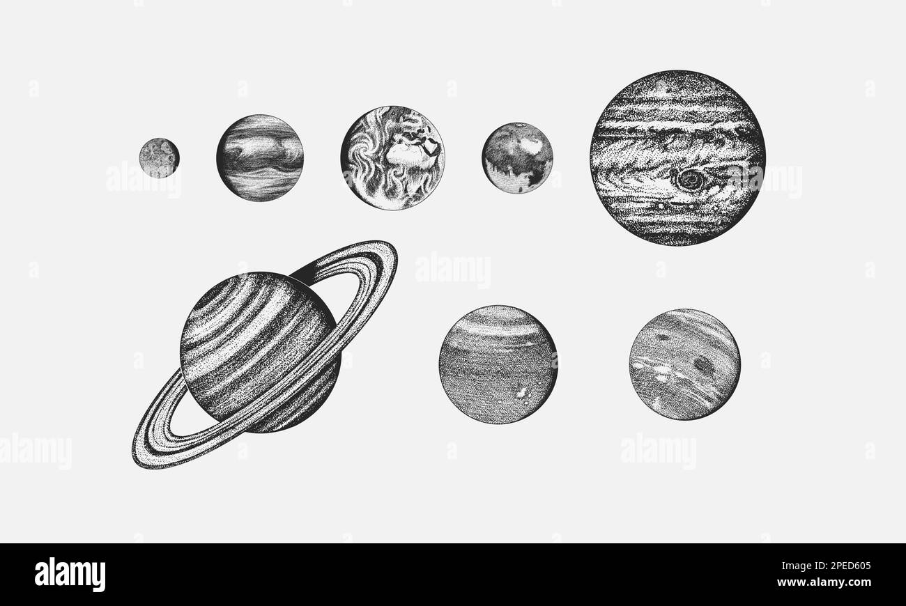 Mercury Planet Drawing Black And White