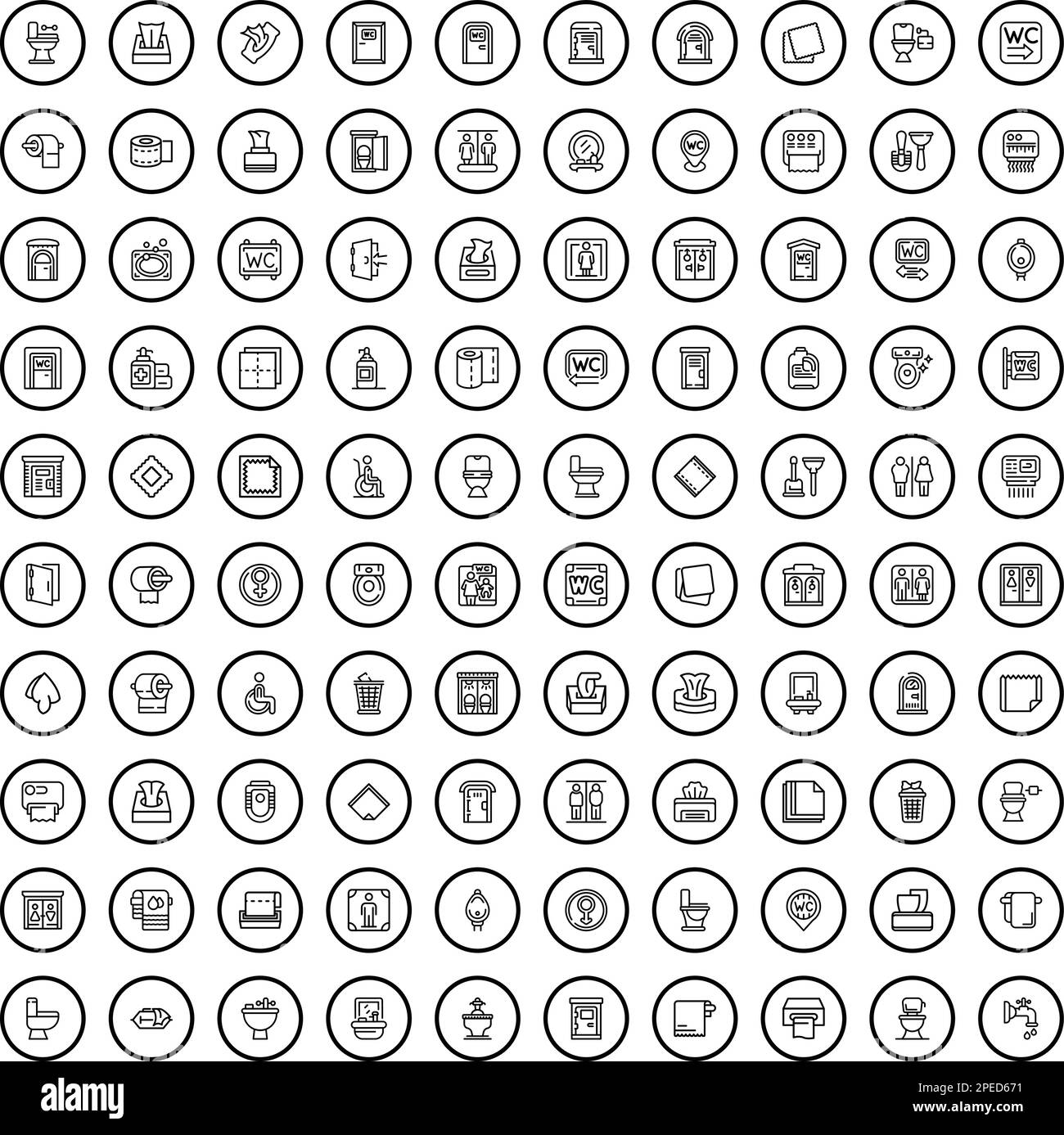 100 restroom icons set. Outline illustration of 100 restroom icons ...